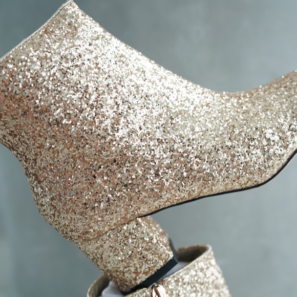 Style Link Miami | Shoes | Gold Glitter Ankle Booties | Poshmark